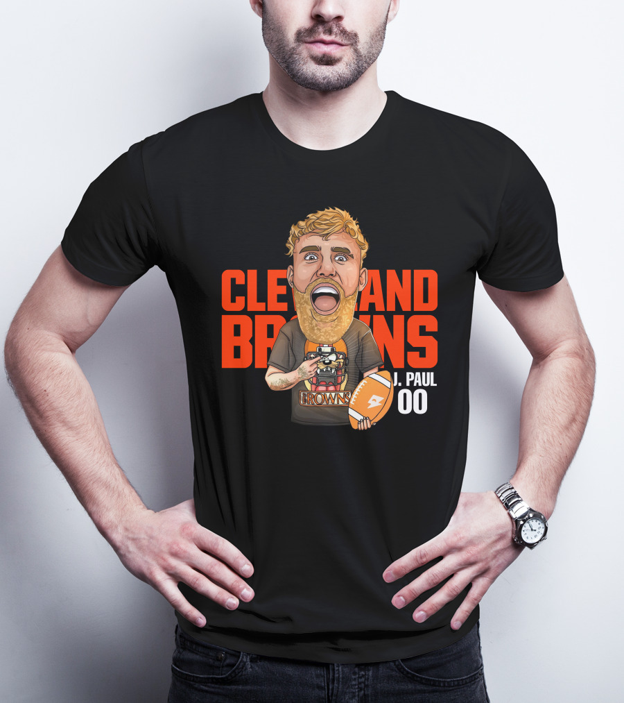 Cleveland Browns J. Paul 00 Football Illustration - Agha Noor T-Shirt