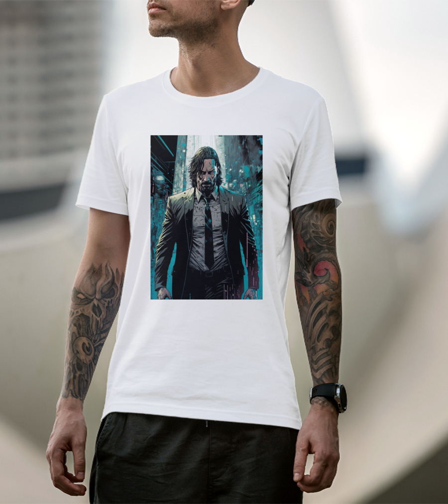 John Wick Comic Style Noir Scene T-Shirt