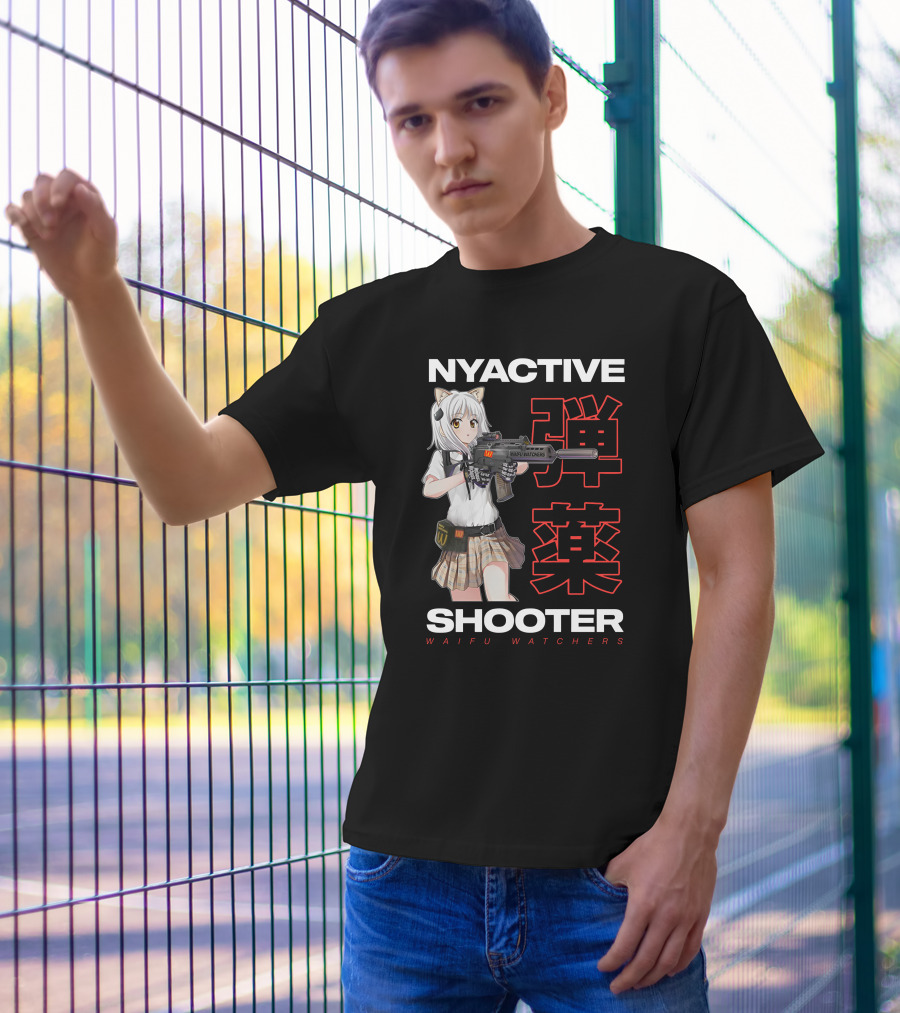 NYACTIVE Shooter Waifu Watchers Anime T-Shirt