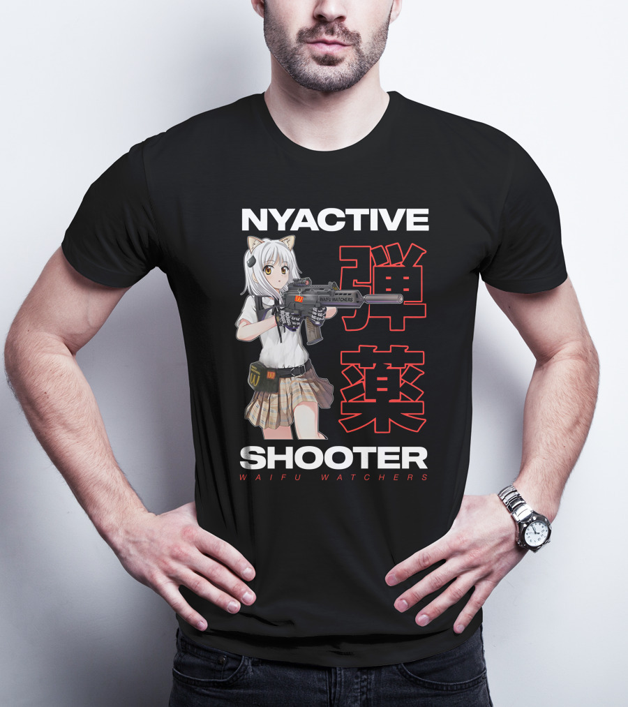 NYACTIVE Shooter Waifu Watchers Anime T-Shirt