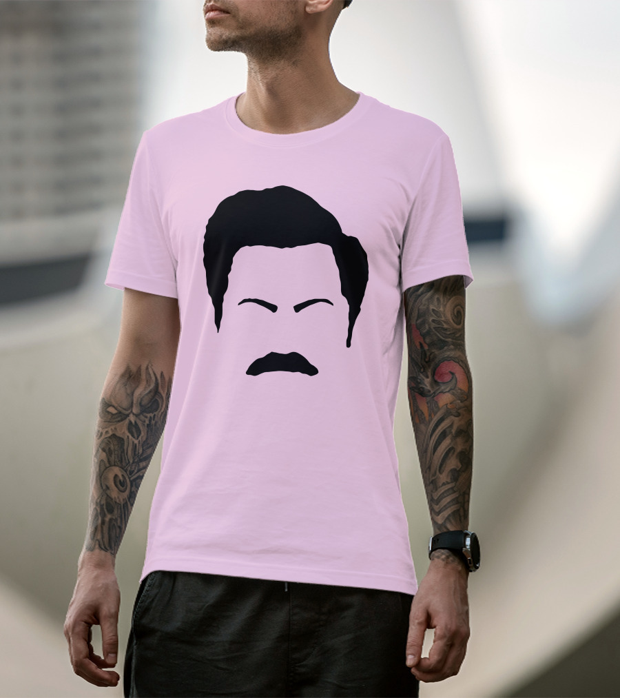 Ron Swanson Mustache Face Silhouette Parks And Recreation T-Shirt