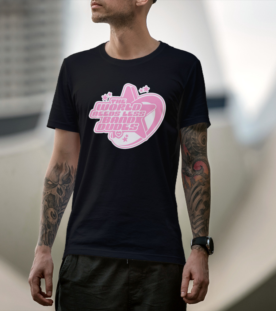 The World Needs Less Band Dudes Star Heart Pink Graphics T-Shirt