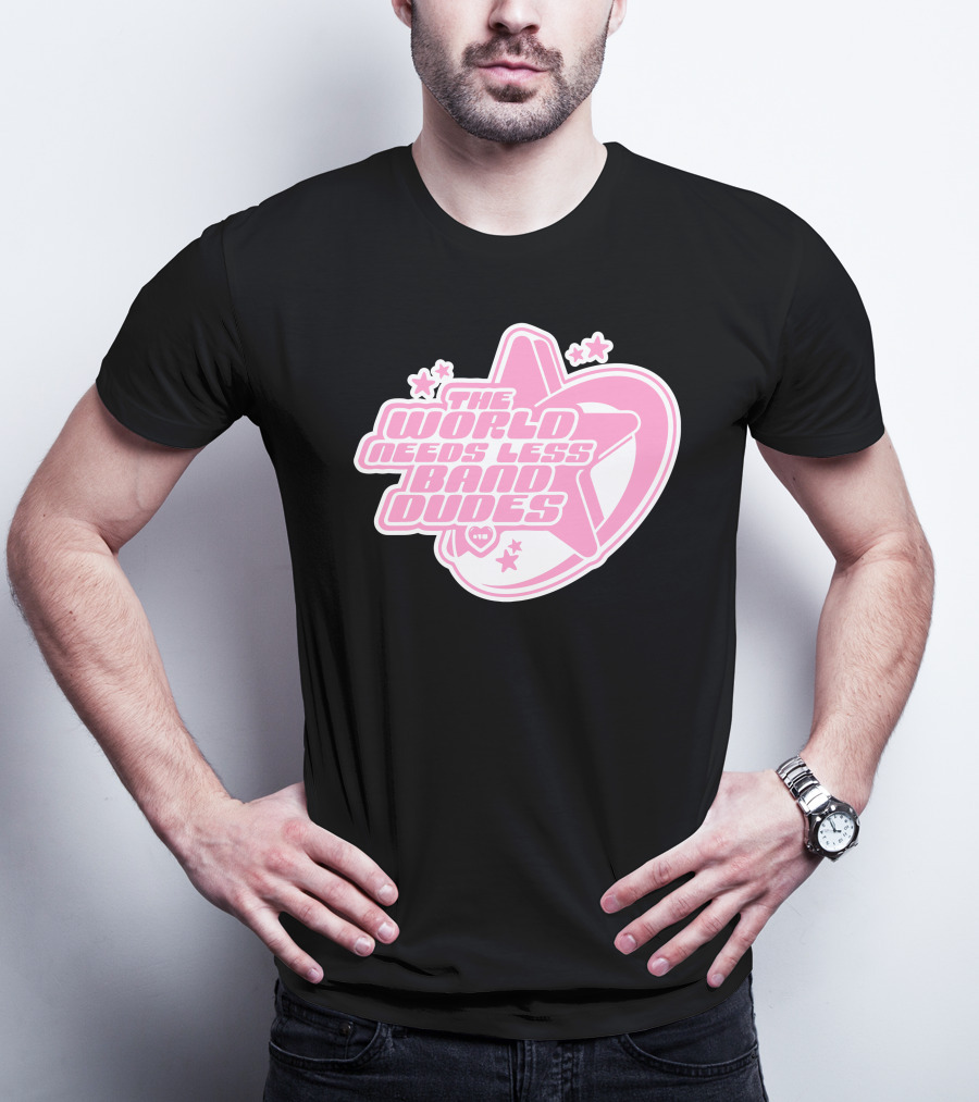 The World Needs Less Band Dudes Star Heart Pink Graphics T-Shirt