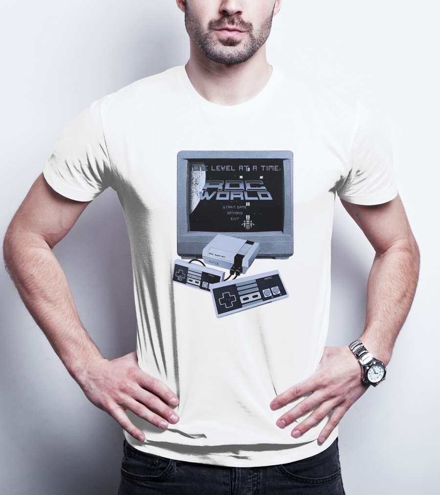 Rdc World NES One Level At A Time Retro Gaming Console And Controllers T-Shirt