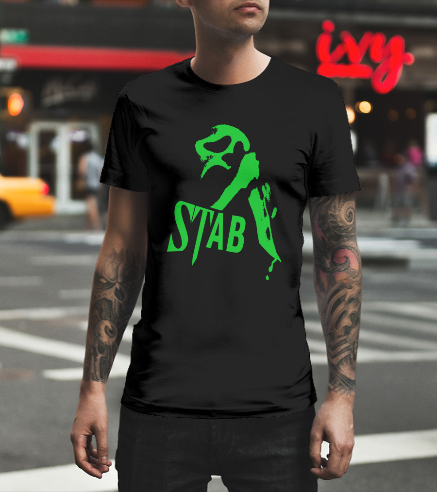 Ghostface Stab Green Mask Dripping Knife T-Shirt