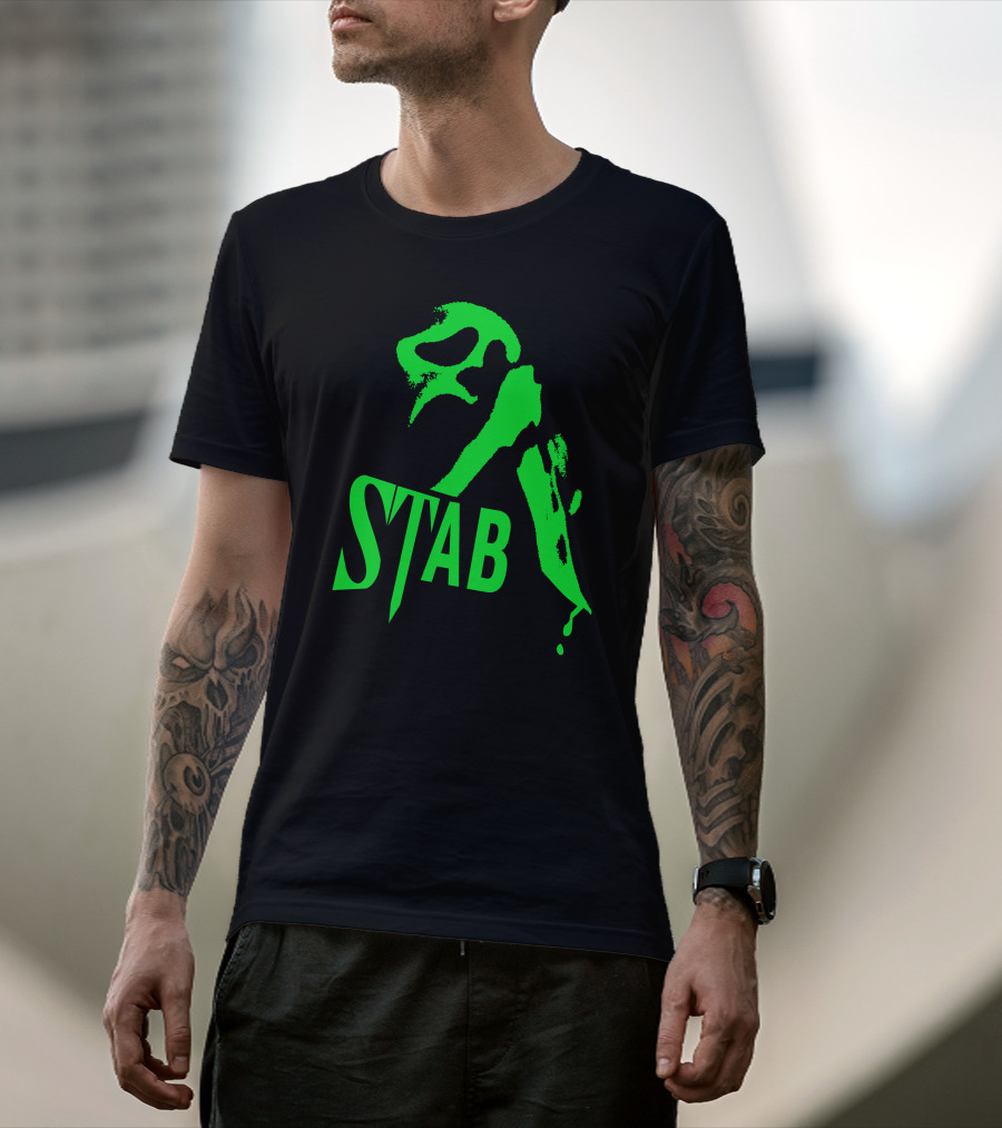 Ghostface Stab Green Mask Dripping Knife T-Shirt