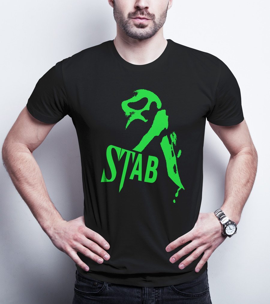 Ghostface Stab Green Mask Dripping Knife T-Shirt