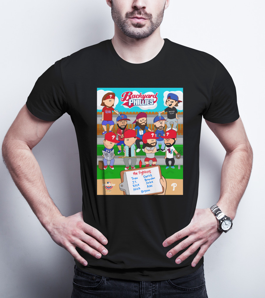 Backyard Phillies Opening Day Fightins Team Names Player Icons T-Shirt