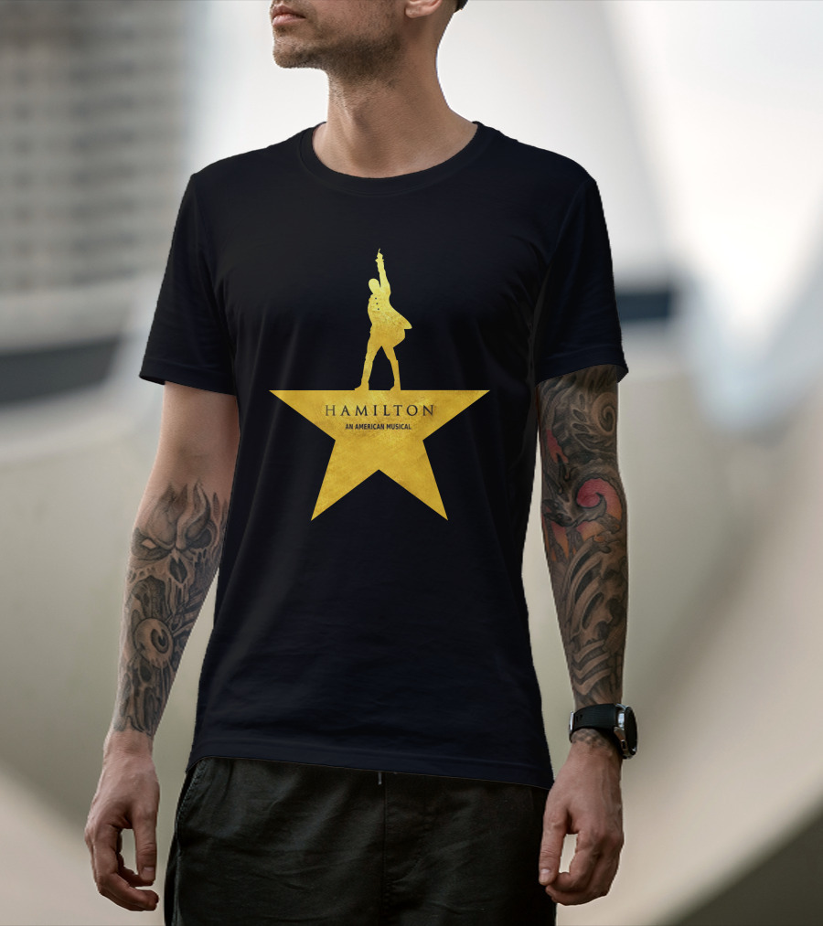 HAMILTON An American Musical Gold Star Icon Logo Standing Figure T-Shirt