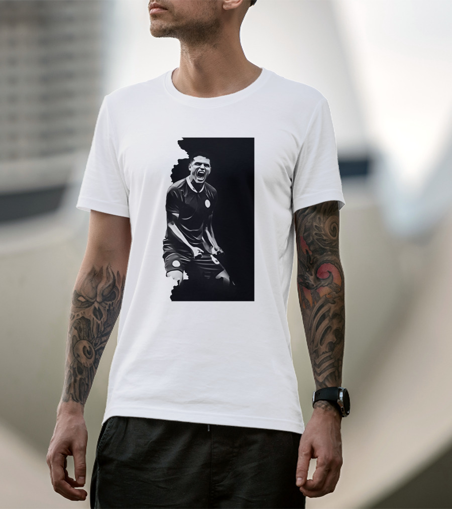 The Byline Show O Monstro Football Player Celebration Monochrome T-Shirt