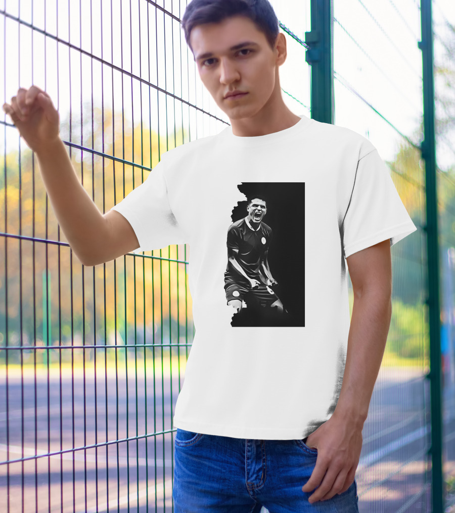 The Byline Show O Monstro Football Player Celebration Monochrome T-Shirt