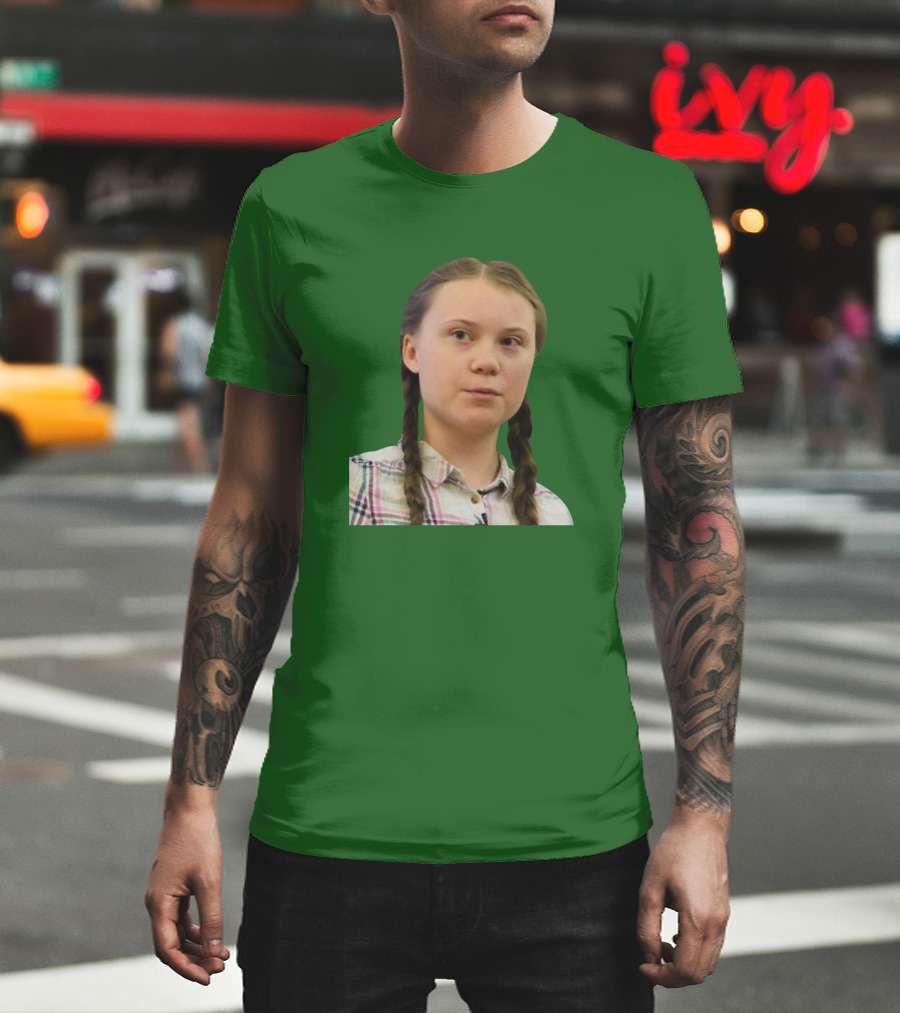 Greta’s Face Green Background T-Shirt