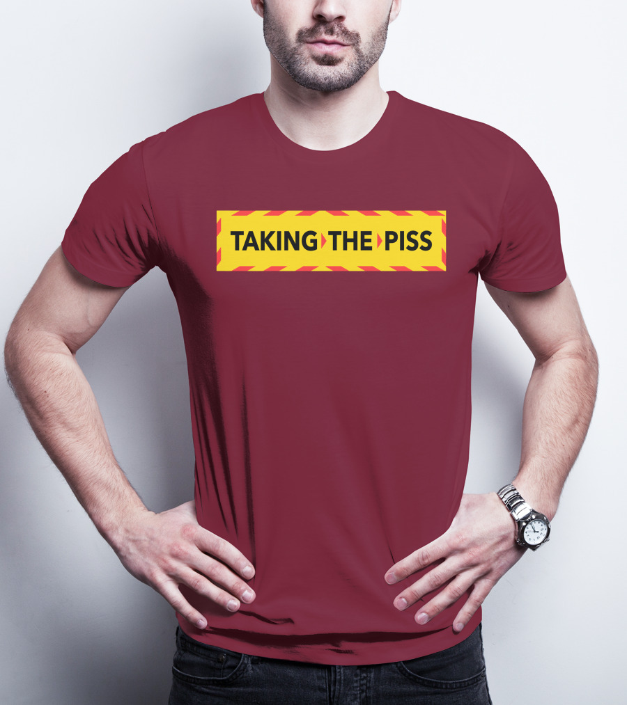TAKING THE PISS Yellow Black Striped Warning Sign T-Shirt