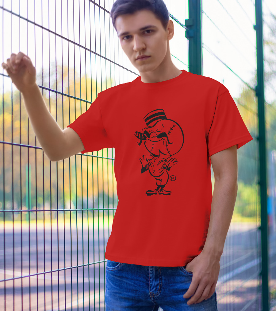Cigar-Smoking Baseball Head Cartoon With Hat T-Shirt
