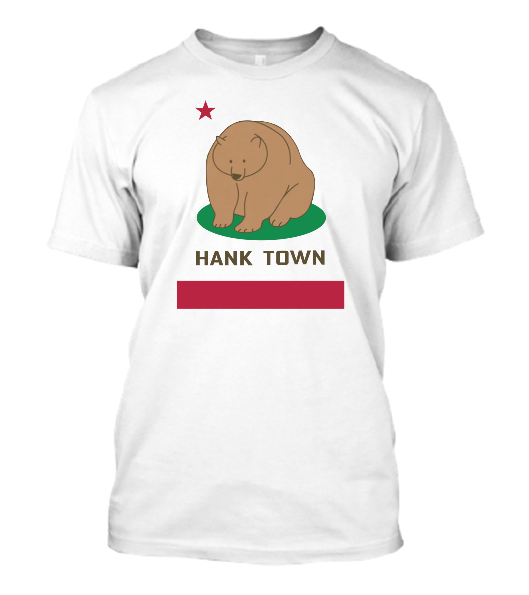 Hank Town California Bear Star Green Brown Red T-Shirt