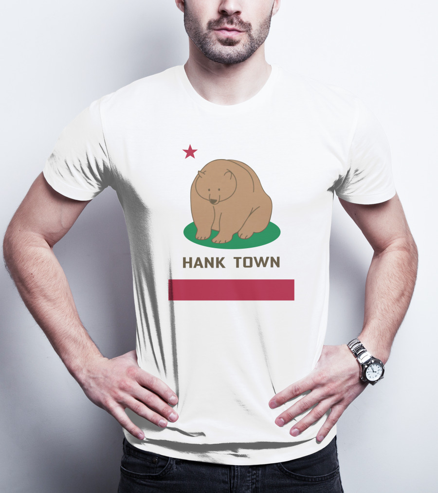Hank Town California Bear Star Green Brown Red T-Shirt