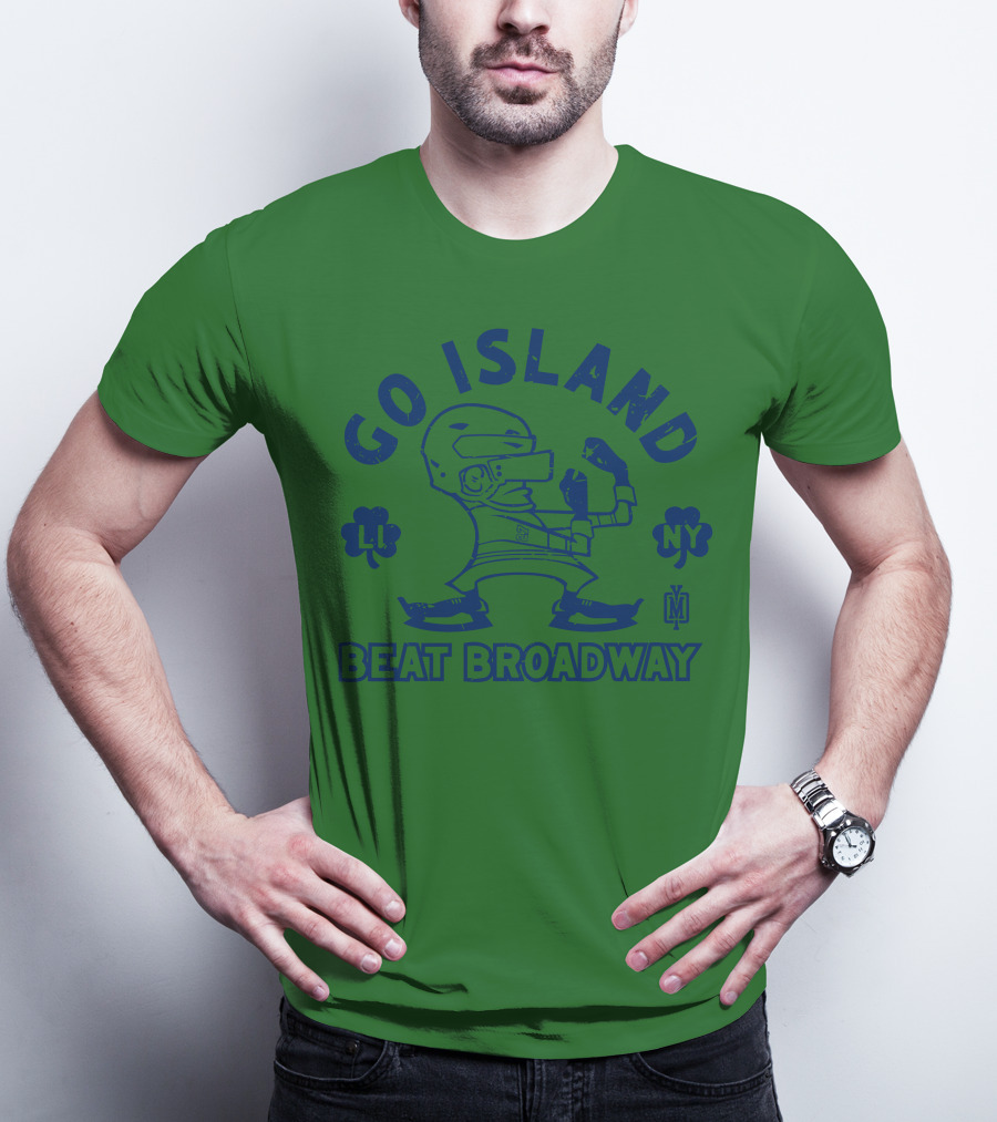 Go Island Beat Broadway NY LI Helmets Yes Men Outfitters T-Shirt