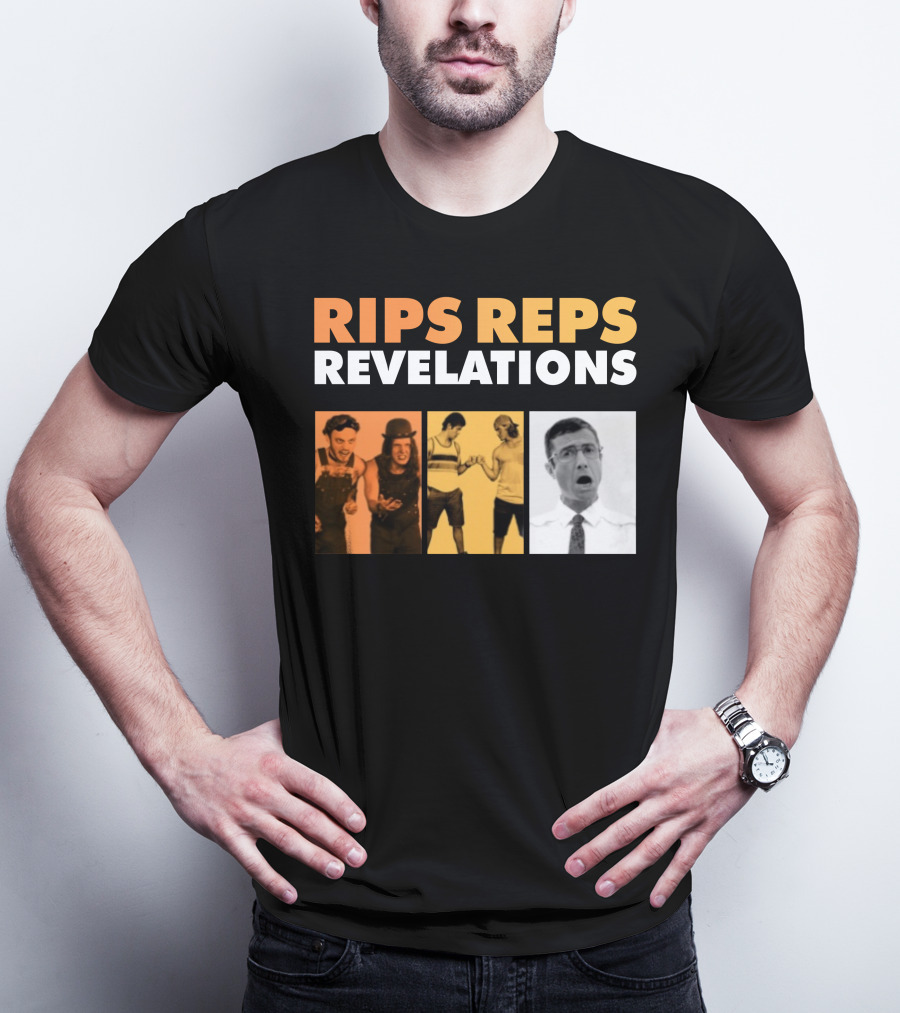 Rips Reps Revelations Classic Comedy Flexing Surprised Expression T-Shirt