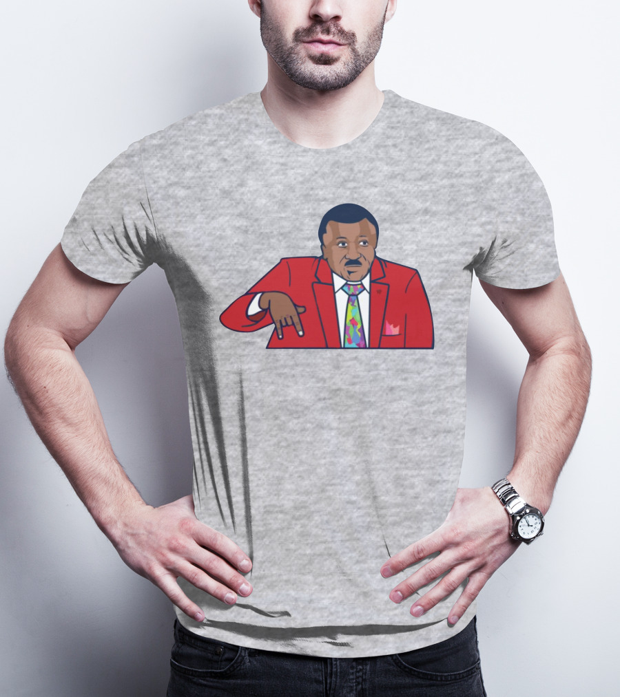Basketball Analyst Fashion Red Suit Icon Horns Down Gesture T-Shirt
