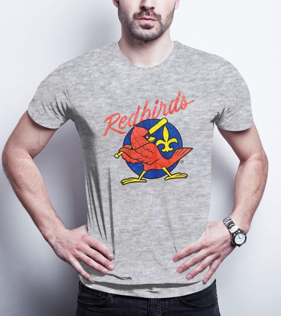 Redbirds Vintage Throwback Blue Circle Fleur-de-Lis T-Shirt