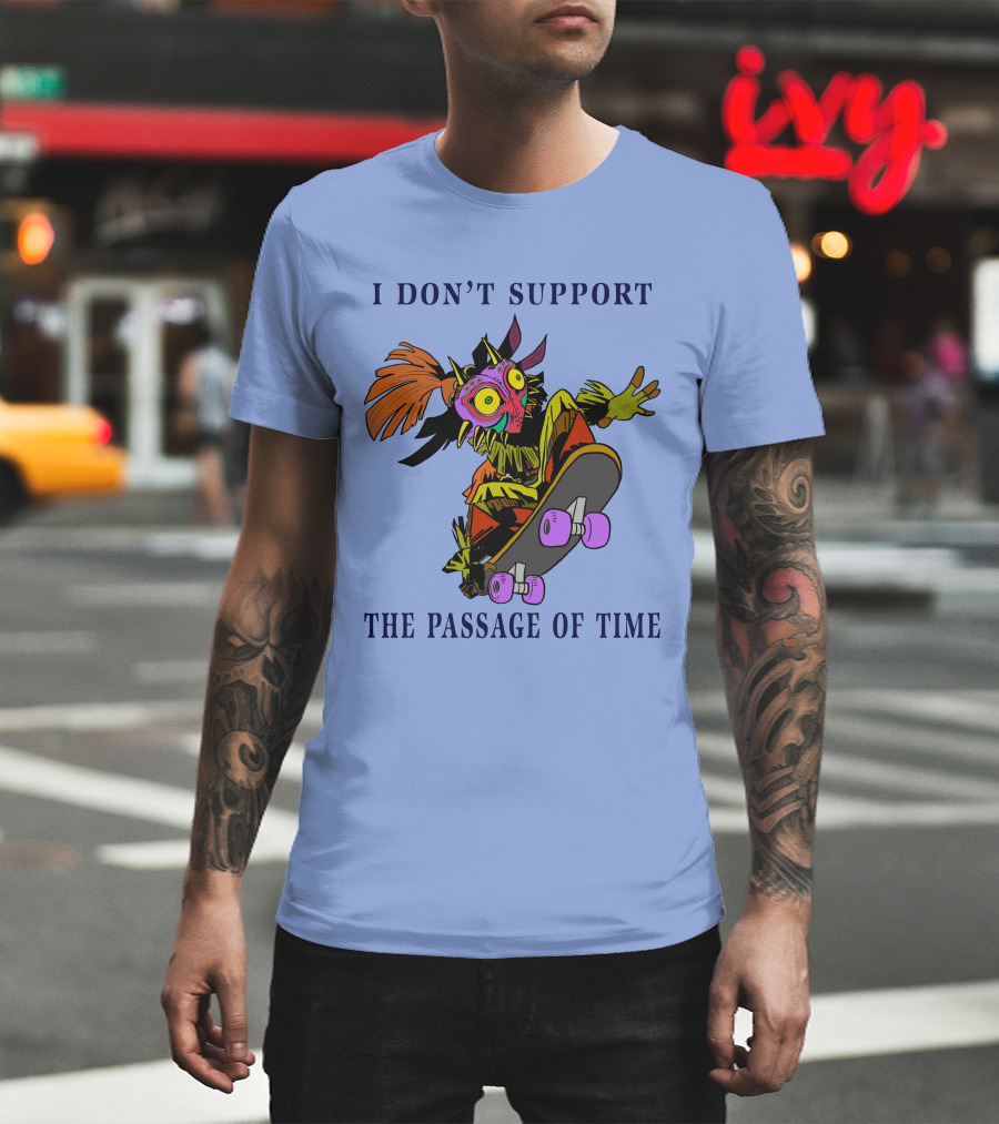 I Don't Support The Passage Of Time Skateboarding Masked Character T-Shirt