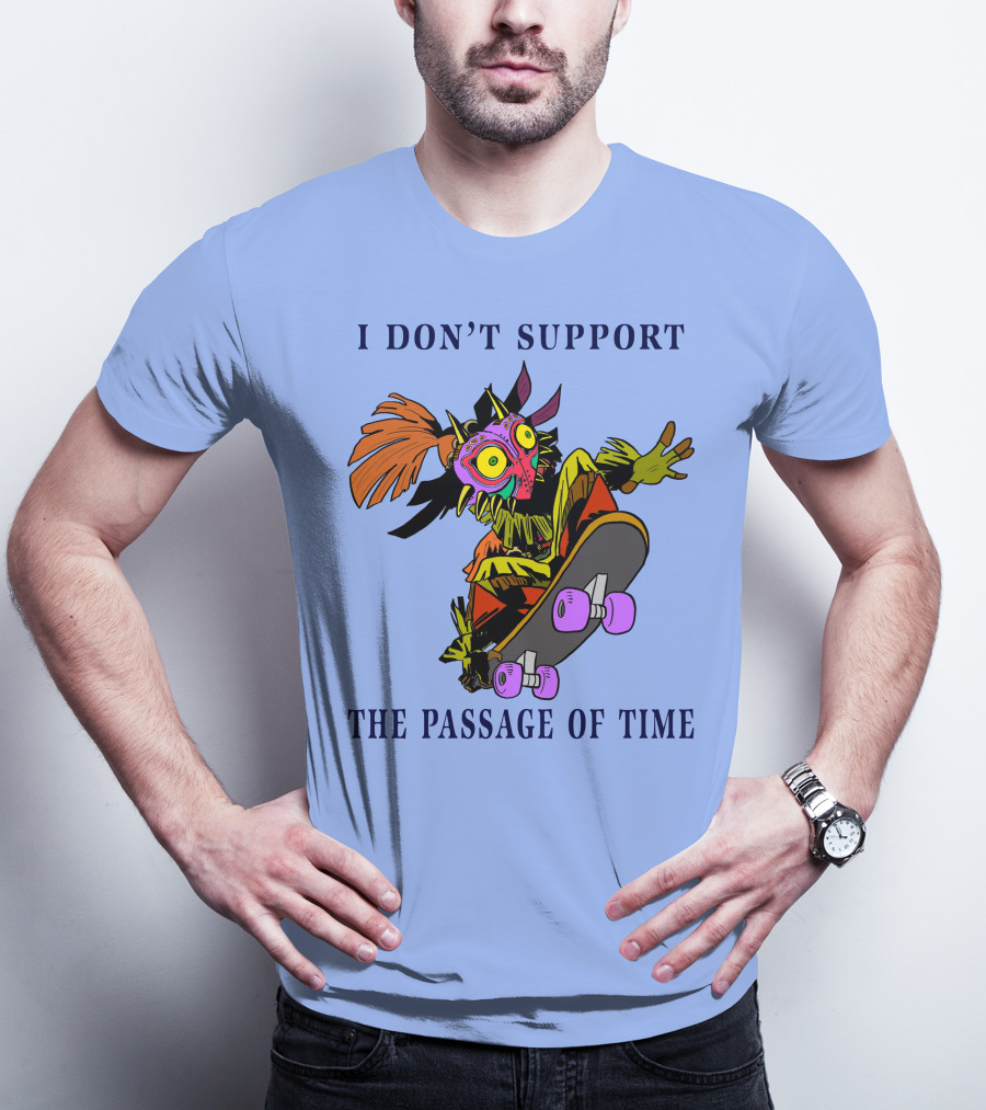 I Don't Support The Passage Of Time Skateboarding Masked Character T-Shirt