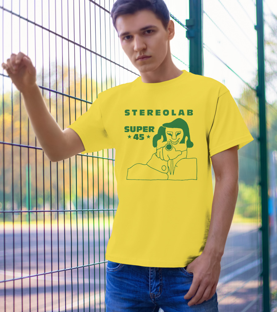 Stereolab Super 45 Abstract Green Figure With Stars T-Shirt