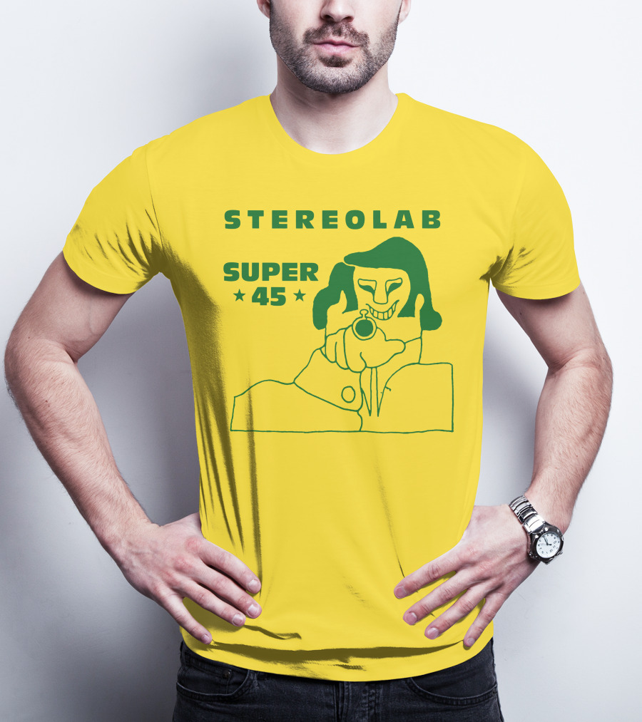 Stereolab Super 45 Abstract Green Figure With Stars T-Shirt