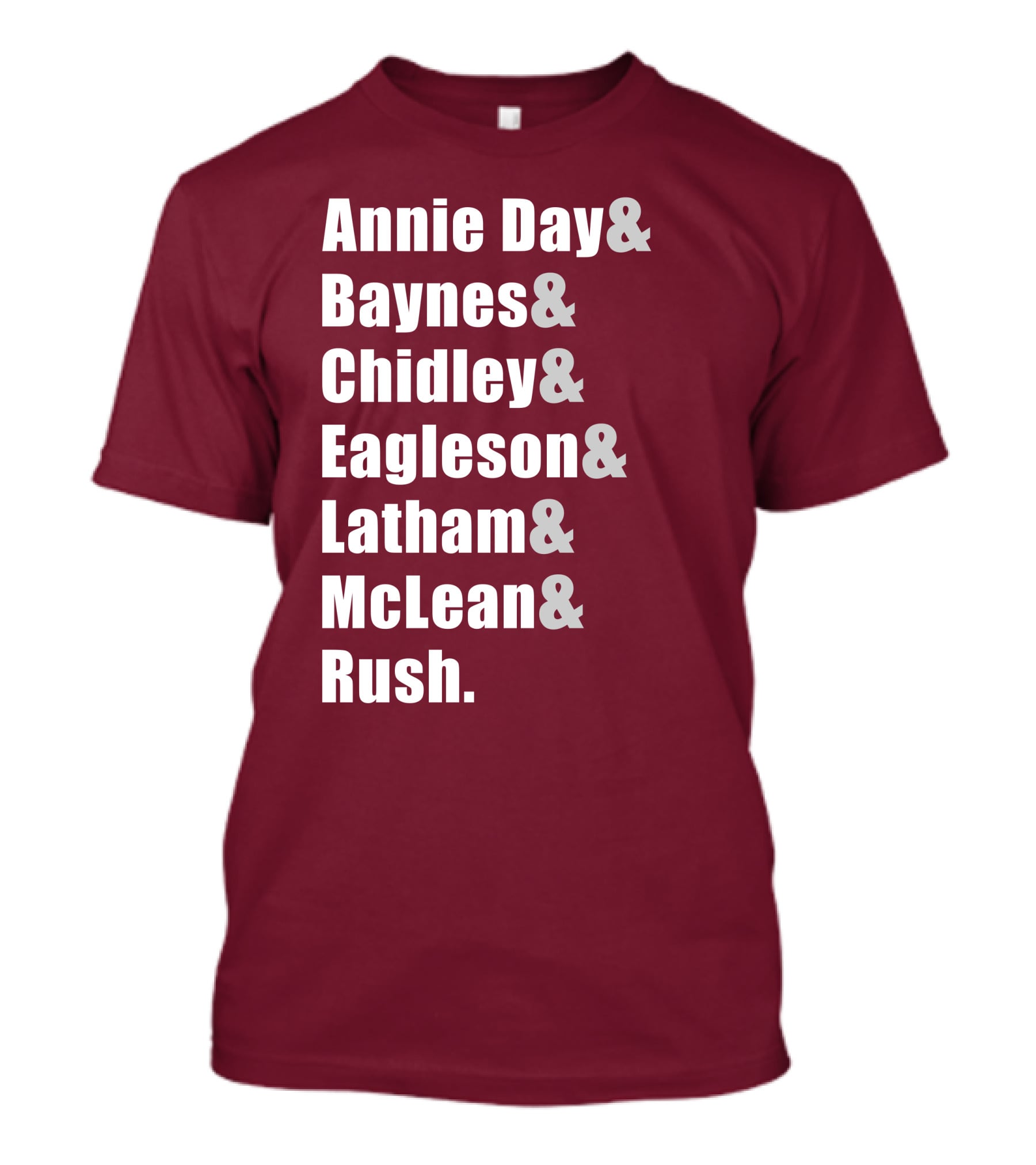 Annie Day Baynes Chidley Eagleson Latham McLean Rush Names List T-Shirt