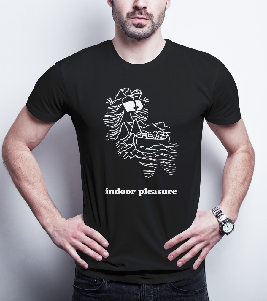 Indoor Pleasure Line Art Cartoon With Snack Bowl T-Shirt