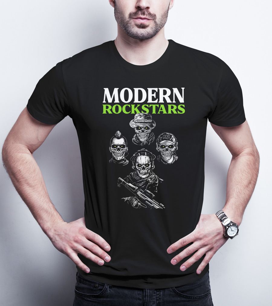Modern Rockstars Modern Warfare 2 Skulls Holding Guns T-Shirt