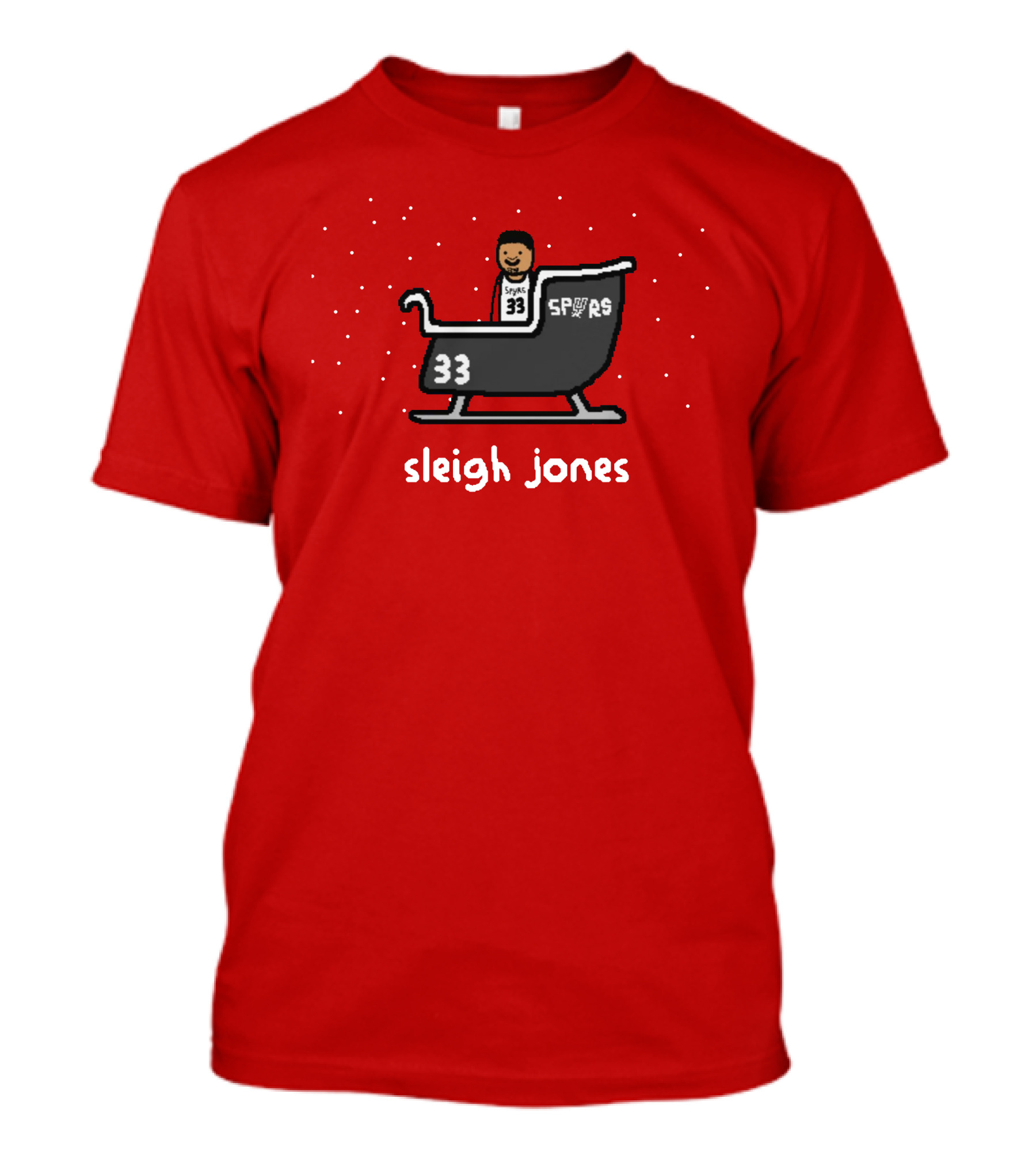 Sleigh Jones Spurs 33 Holiday Merch NBA Paint T-Shirt