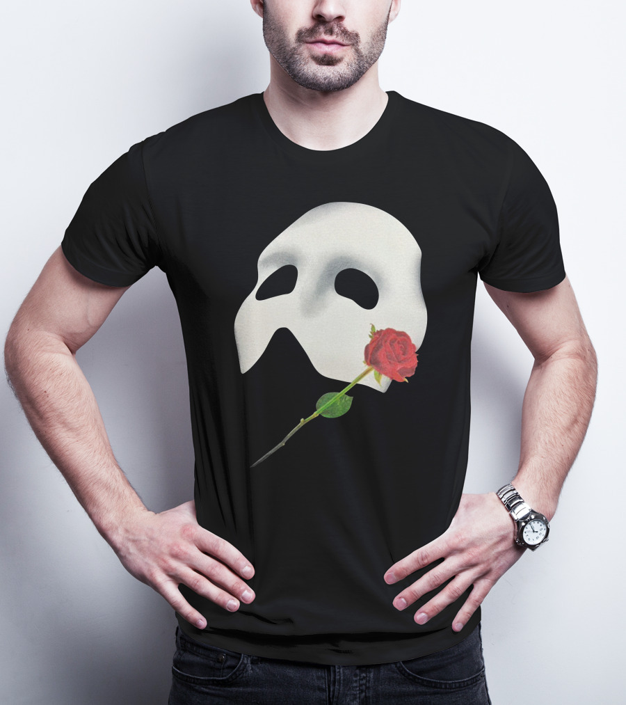 The Phantom Of The Opera 1988 Mask And Red Rose Iconography T-Shirt