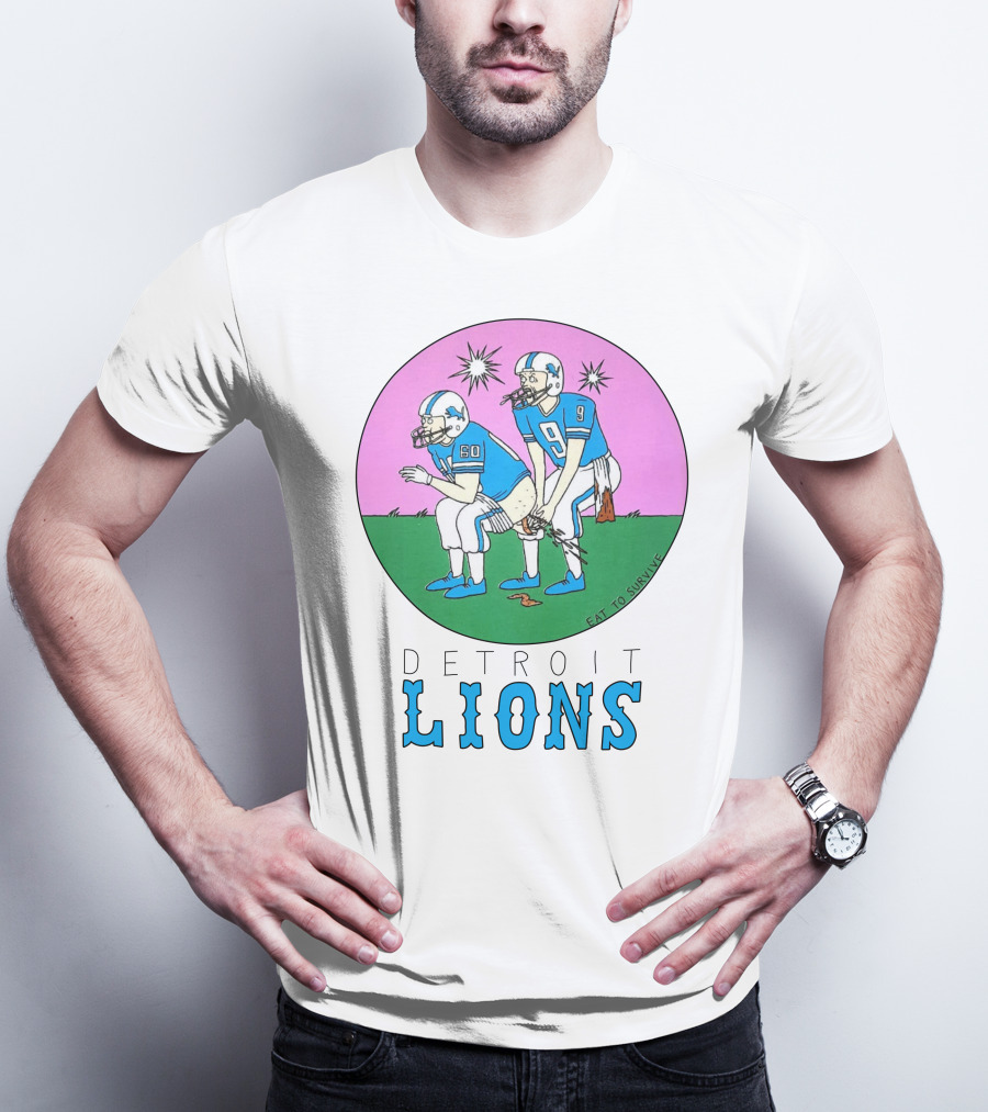 Eat To Survive Detroit Lions Football Comic Humorous T-Shirt