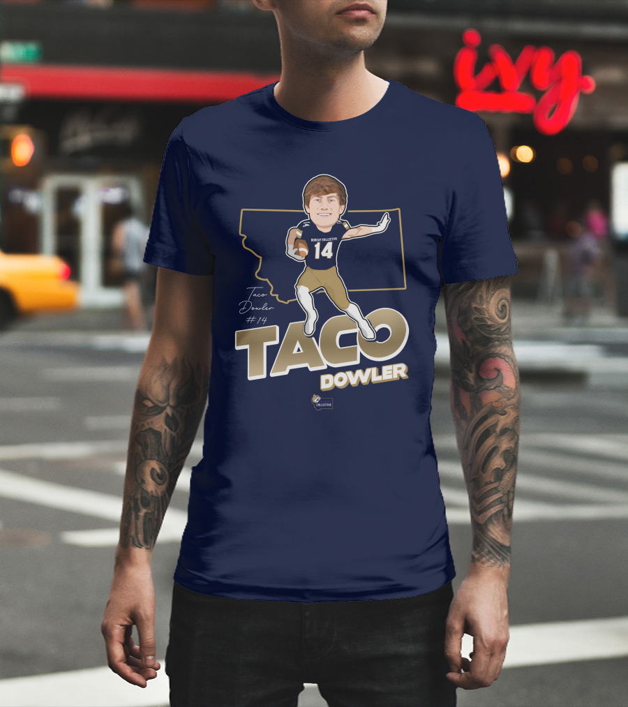 Bobcat Collective Taco Dowler #14 Montana Football T-Shirt