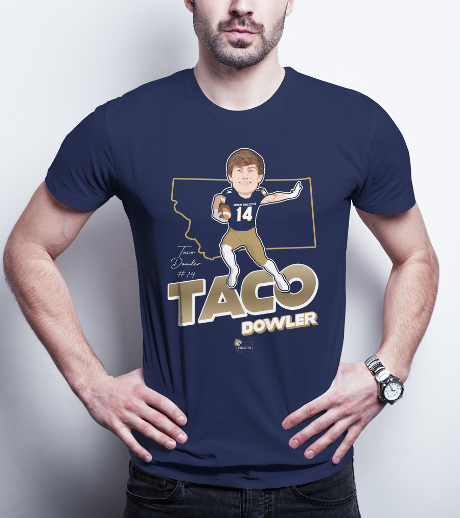Bobcat Collective Taco Dowler #14 Montana Football T-Shirt