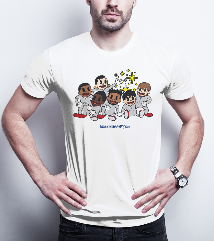 Brockhampton Cartoon Group Portrait With Stars T-Shirt