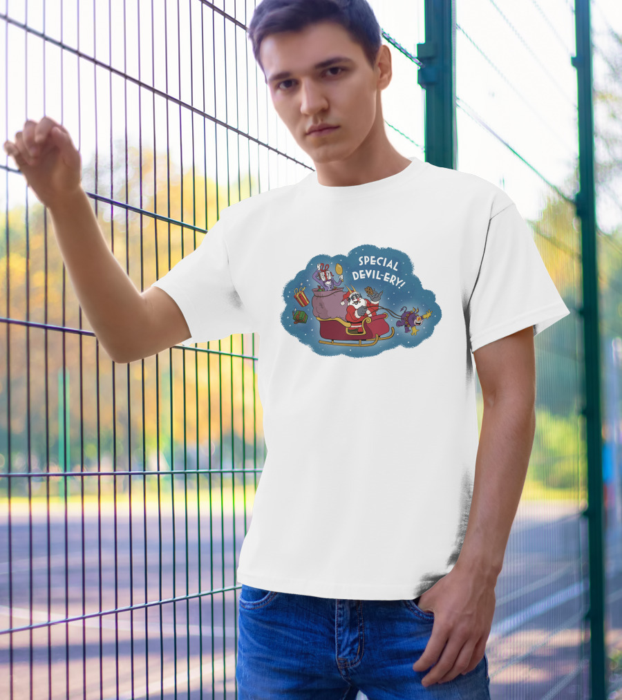 Special Devil-Ery Santa Sleigh With Gifts And Characters T-Shirt