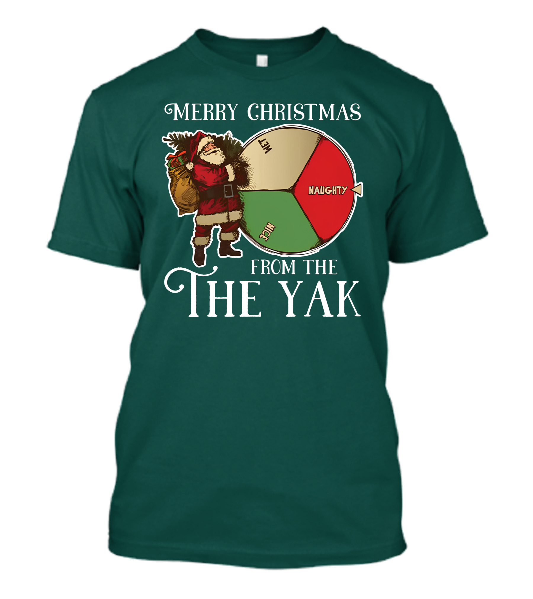 Merry Christmas From The Yak Santa's Naughty Nice Wheel T-Shirt