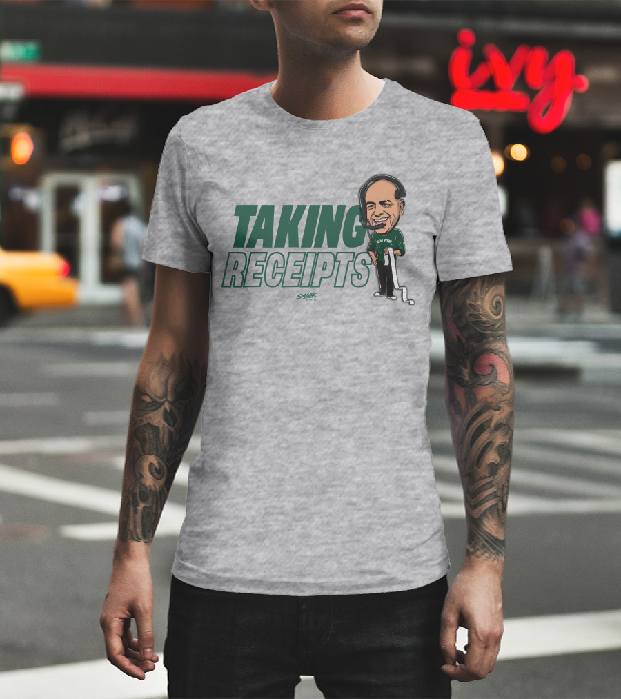 Taking Receipts New York Football Fans Sack Studios T-Shirt