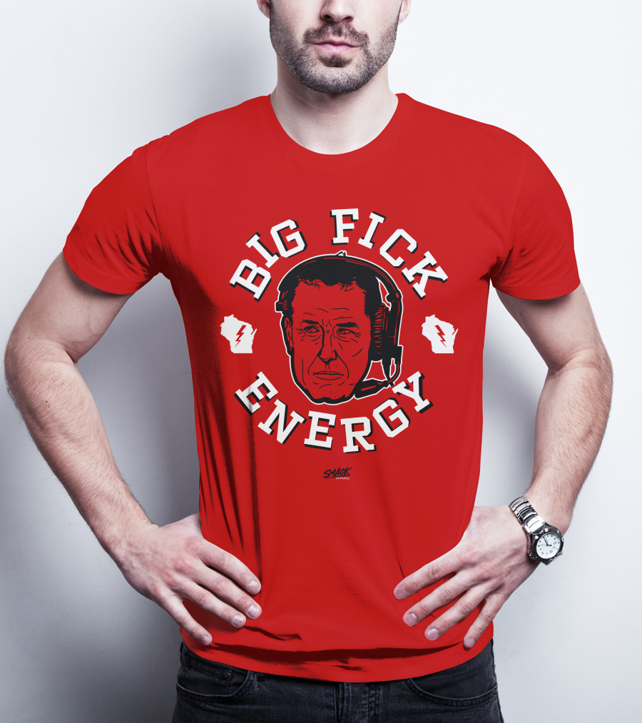 Big Fick Energy Smack Apparel Headset Illustration On Red T-Shirt