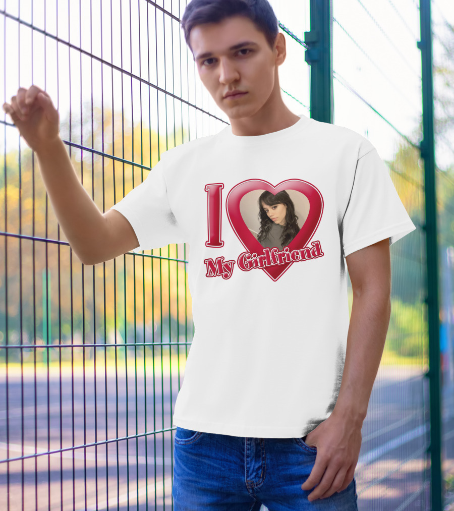I Love My Girlfriend Jenna Ortega Heart Photo T-Shirt