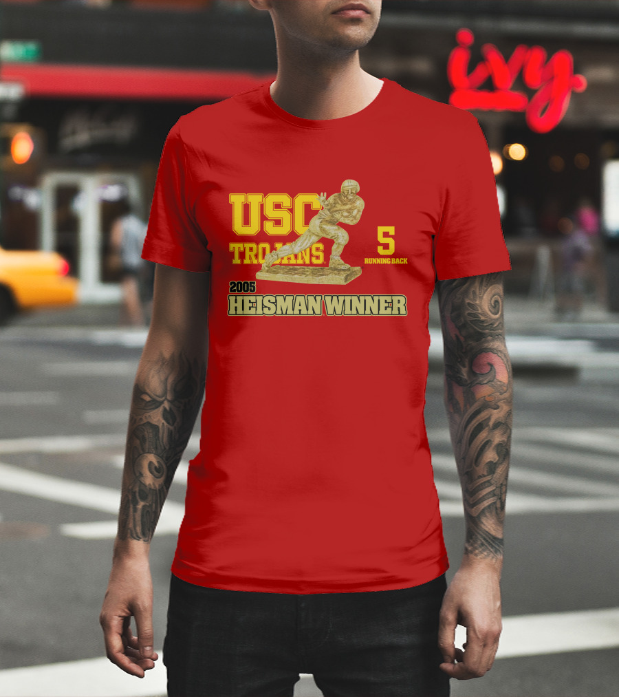 USC Trojans 5 Running Back 2005 Heisman Winner Football Achievement T-Shirt