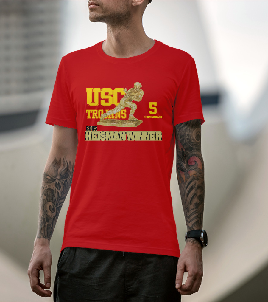 USC Trojans 5 Running Back 2005 Heisman Winner Football Achievement T-Shirt