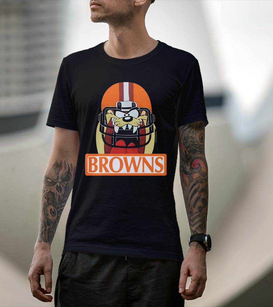 Browns 1993 Cleveland Warner Bros Tazmanian Devil Helmet T-Shirt