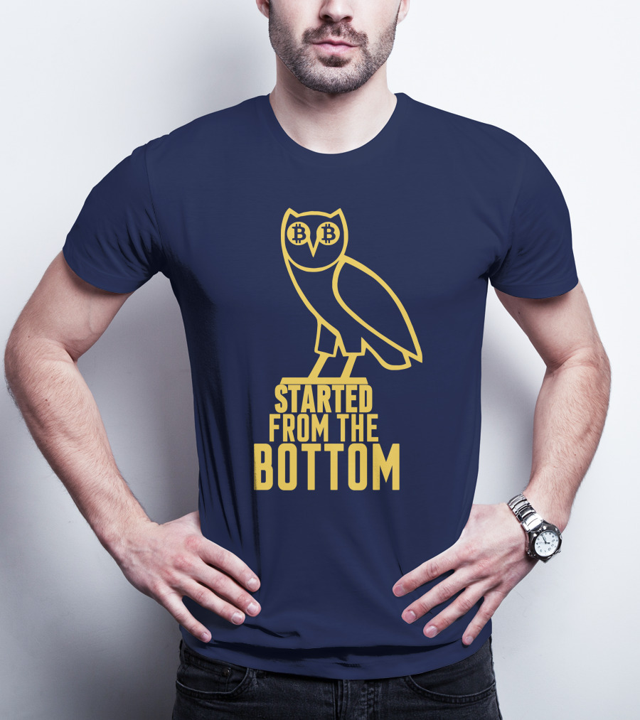 Mr Hodl Bitcoin Started From The Bottom Owl Bitcoin Eyes T-Shirt