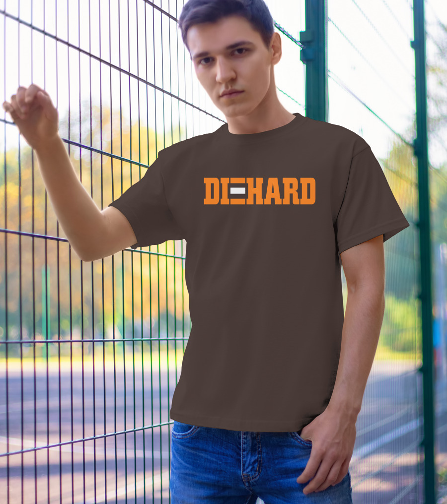 Yvette Diehard Equal Symbol Text In Bold Orange Font T-Shirt