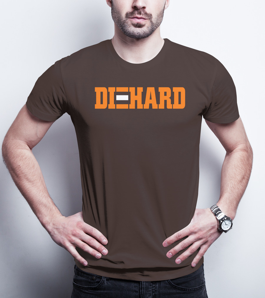 Yvette Diehard Equal Symbol Text In Bold Orange Font T-Shirt