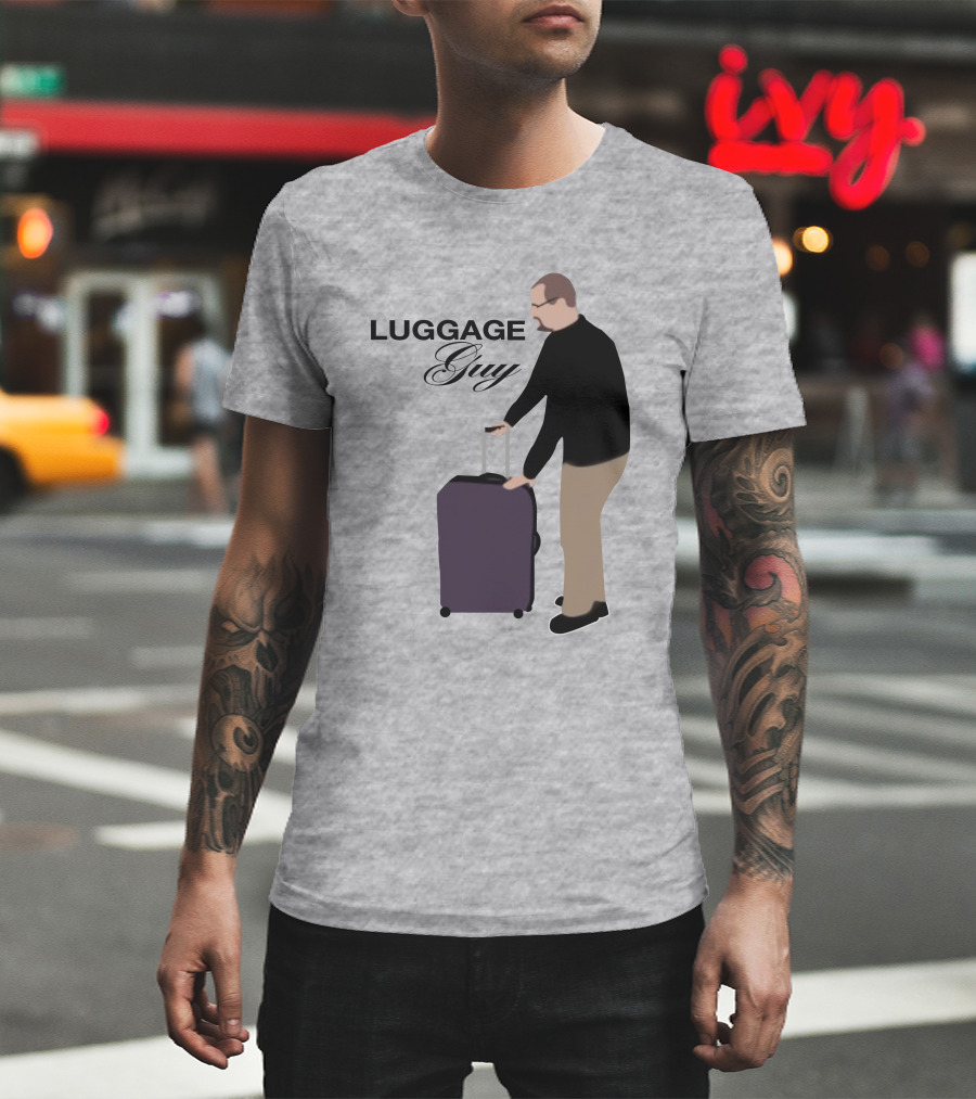 Luggage Guy Barstool Icon With Rolling Suitcase T-Shirt