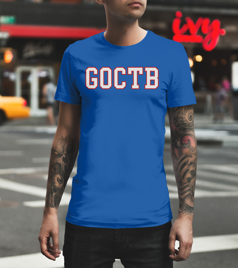 GOCTB 26 S Store Bold Lettering On Blue T-Shirt